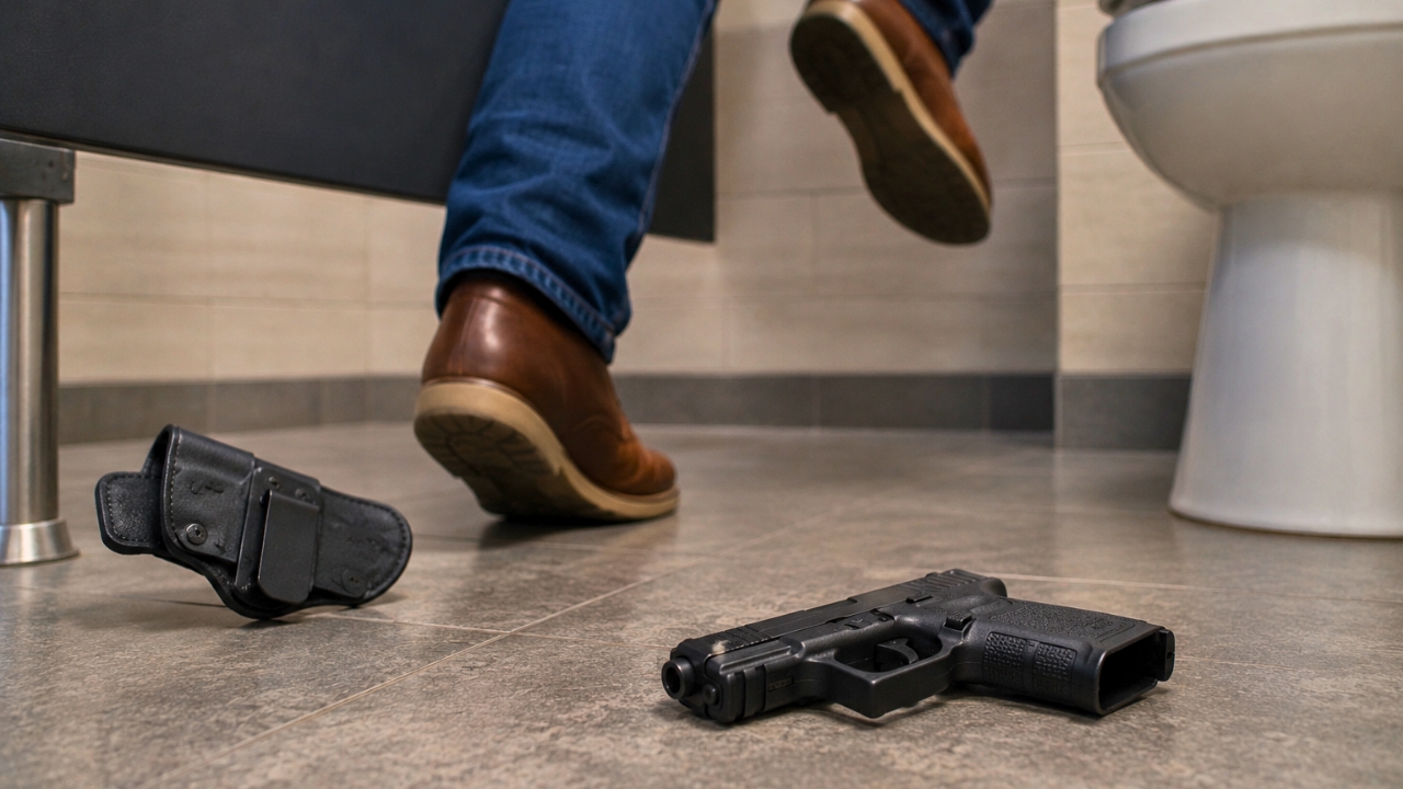 Carrier says a bathroom rush flipped his holster upside down — and his ...